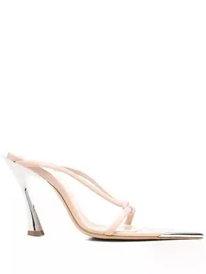 MUGLER Leather Knotted Heeled Sandals - Neutrals