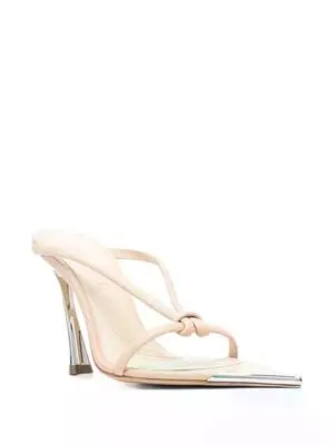 MUGLER Leather Knotted Heeled Sandals - Neutrals