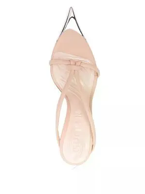MUGLER Leather Knotted Heeled Sandals - Neutrals