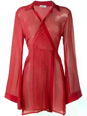AMIR SLAMA Tie-front Silk Beach Dress - Red