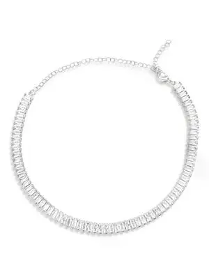 HZMER JEWELLERY Crystal-embellished Choker Necklace - Silver
