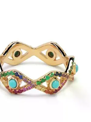 SYDNEY EVAN 14kt Yellow Gold Rainbow Evil Eye Eternity Multi-stone Ring