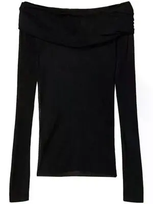 TWINSET Off-shoulder Ribbed Knit Sweater