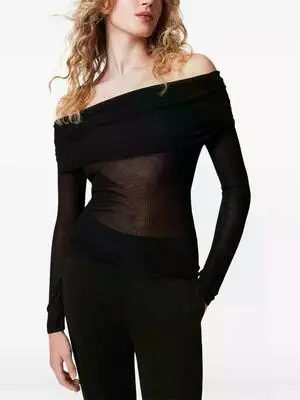 TWINSET Off-shoulder Ribbed Knit Sweater