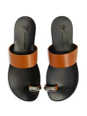 GIUSEPPE ZANOTTI Norbert Leather Toe-loop Sandals - Black