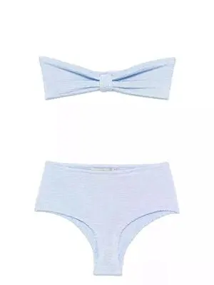 PARAMIDONNA Seersucker Bandeau Bikini - Blue
