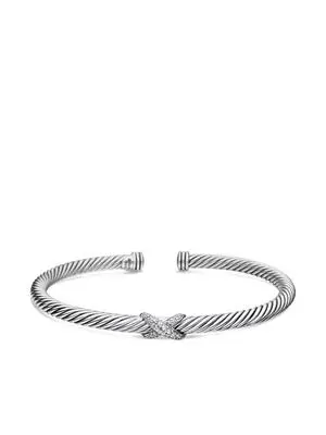 David Yurman Sterling And Diamond Classic Cable Bracelet