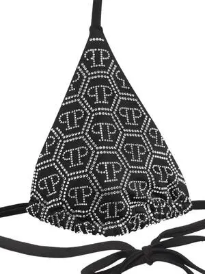 Philipp Plein Rhinestone-embellished Triangle Bikini Top