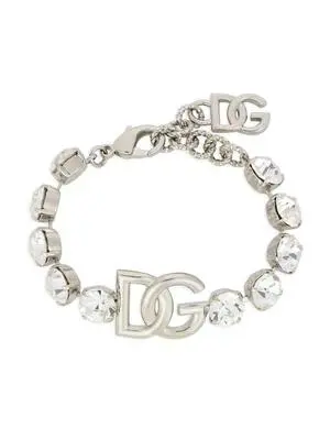 Dolce & Gabbana Dg-logo Rhinestone Bracelet - Silver