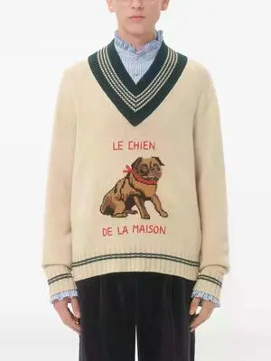 Valentino Garavani Le Chien De La Maison Jacquard Wool Sweater