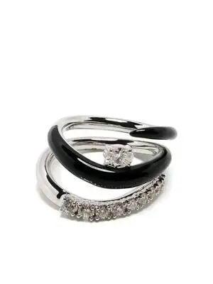Nikos Koulis 18kt White Gold Diamond And Enamel Ring