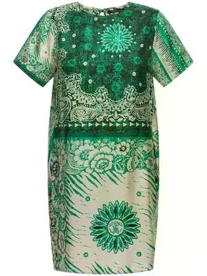 Roberto Cavalli Bandana Print Silk Mini Dress - Green