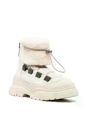 Brunello Cucinelli Ankle Fleece Leather Boots
