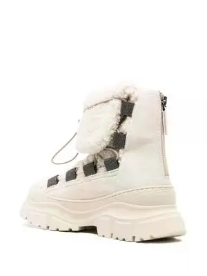 Brunello Cucinelli Ankle Fleece Leather Boots