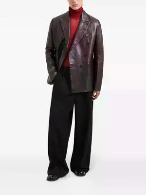 Gcds Leather Double-breasted Blazer