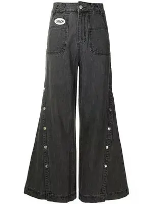 GROUND ZERO Button-leg Flared Jeans