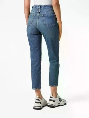 Philipp Plein Crystal-embellished Distressed Denim Trousers