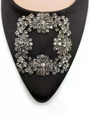 Manolo Blahnik Hangisi Pumps With Crystal Buckle - Black
