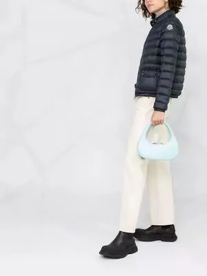 Moncler Padded Down Jacket With Logo Patch - Blue