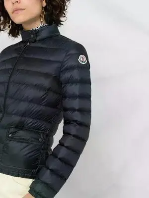 Moncler Padded Down Jacket With Logo Patch - Blue