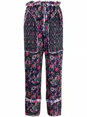 MARANT ETOILE Mix-print Straight-leg Ankle Trousers