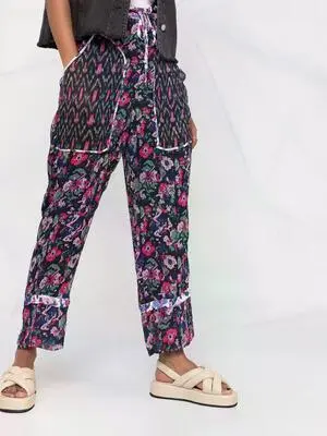 MARANT ETOILE Mix-print Straight-leg Ankle Trousers