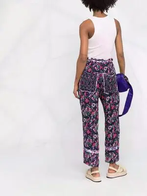 MARANT ETOILE Mix-print Straight-leg Ankle Trousers