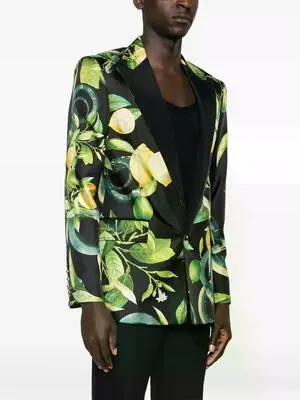 Roberto Cavalli Lemon-print Silk Blazer