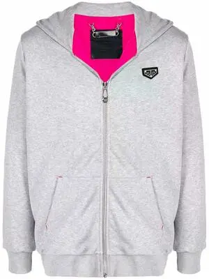 Philipp Plein Logo-patch Zip-up Hoodie - Grey