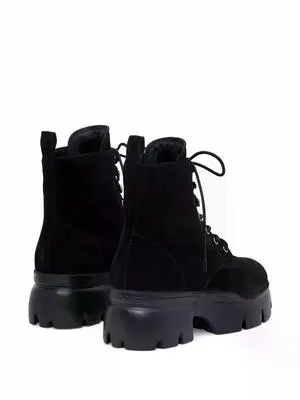 GIUSEPPE ZANOTTI Sheepskin Lace-up Boots - Black