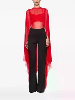 ATU BODY COUTURE Semi-sheer Bodysuit With Detachable Cape - Red