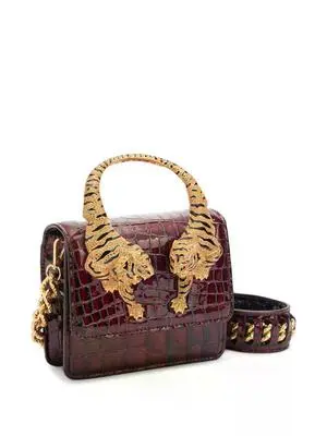 Roberto Cavalli Embossed Crocodile Effect Mini Bag - Red