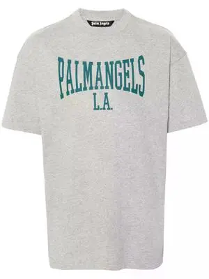 Palm Angels Logo-print Cotton T-shirt - Grey