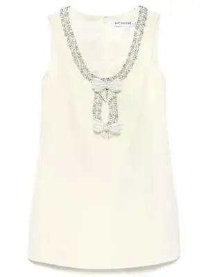 SELF-PORTRAIT Crepe Bow-detail Mini Dress - Yellow