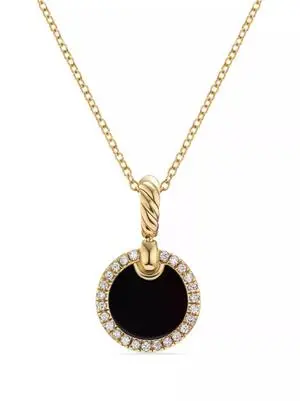 David Yurman 18kt Yellow Petite Dy Elements Diamond & Onyx Necklace - Gold
