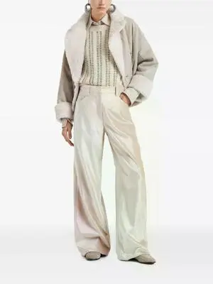 Brunello Cucinelli Shimmer-finish Wide-leg Trousers