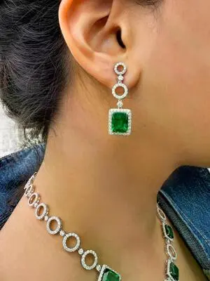 JUWELINA PARIS Sterling Emerald Cut Earrings