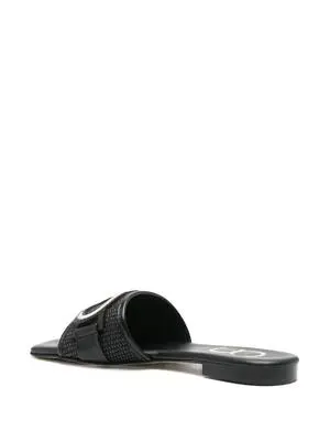 Casadei Logo-patch Round-toe Sandals - Black