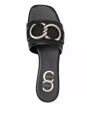 Casadei Logo-patch Round-toe Sandals - Black