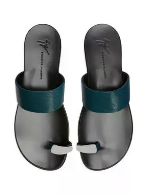 GIUSEPPE ZANOTTI Norbert Leather Toe-loop Sandals - Blue