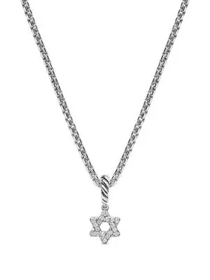 David Yurman Micro Pavé Star Of David Diamond Necklace - Silver
