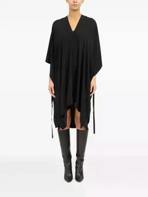 MAISON MARGIELA V-neck Midi Dress With Drop Shoulder And Asymmetric Hem