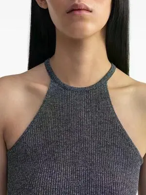 AERON Halterneck Ribbed Lurex Top