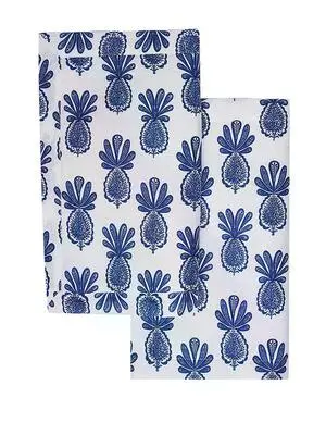 La DoubleJ Pineapple-print Tablemats - Blue