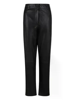SELECTED Leather Straight-leg Trousers - Black