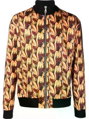 Roberto Cavalli Graphic-print Zip-through Sweatshirt - Red