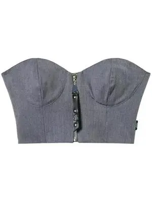 TWINSET Bustier-neck Cropped Top - Grey