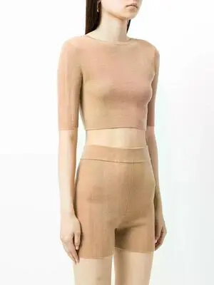 Cashmere In Love Liza Scoop-back Cropped Top - Brown