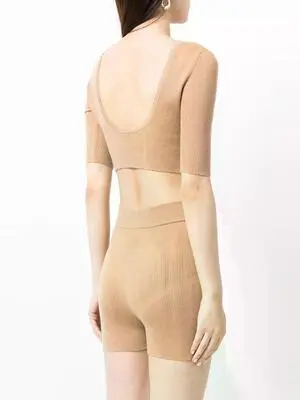 Cashmere In Love Liza Scoop-back Cropped Top - Brown