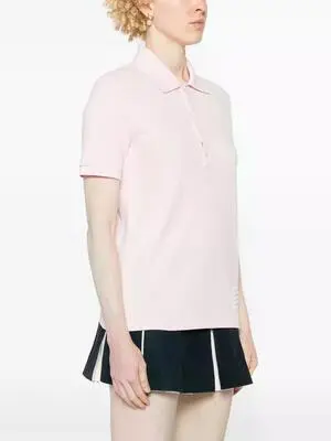 Thom Browne Logo-patch Piqué Polo Top - Pink